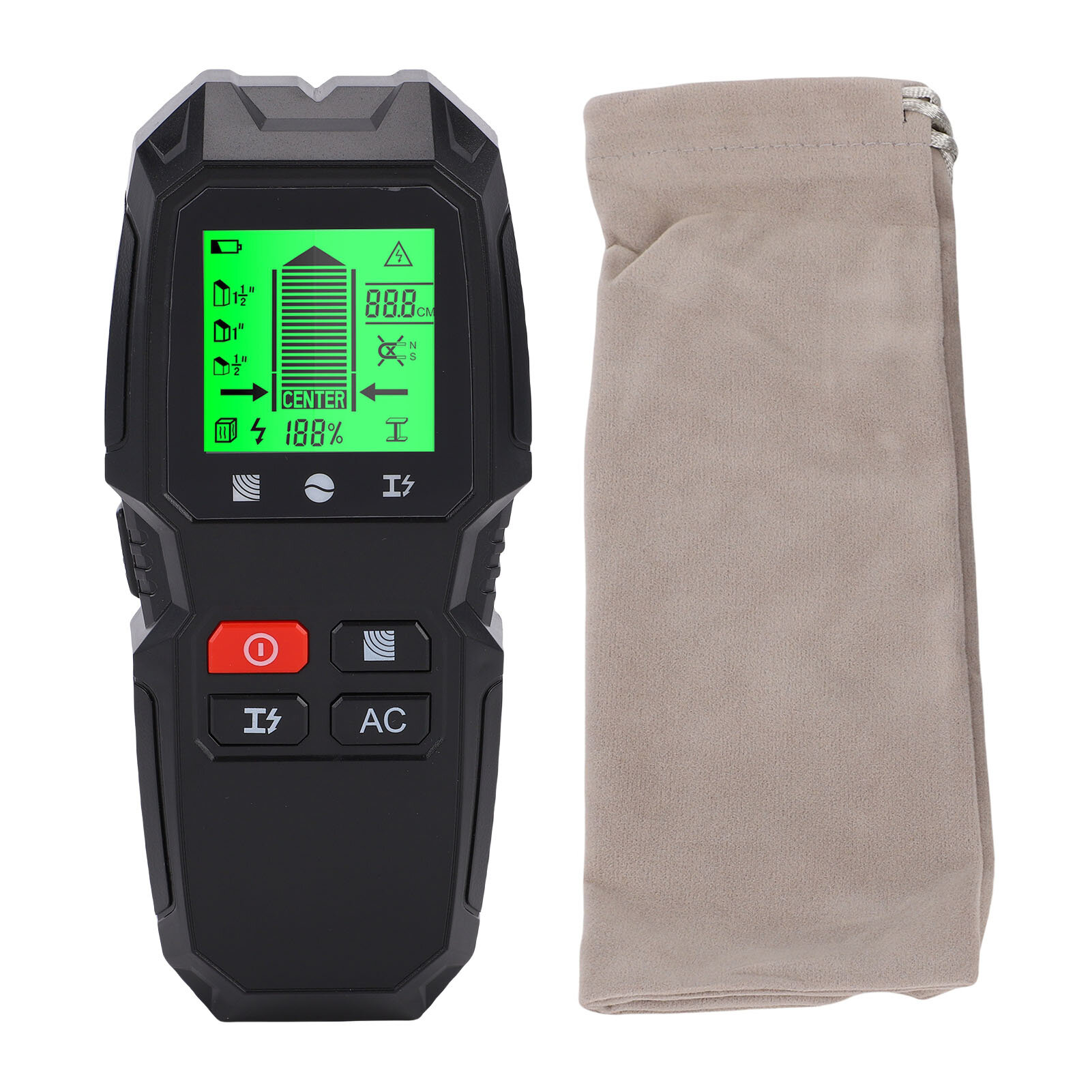 Wall Scanner Detector 5 in 1 Multi Functional Stud Finder LCD Display for Wood AC Wire Metal Studs Cables Joists Drywall Black