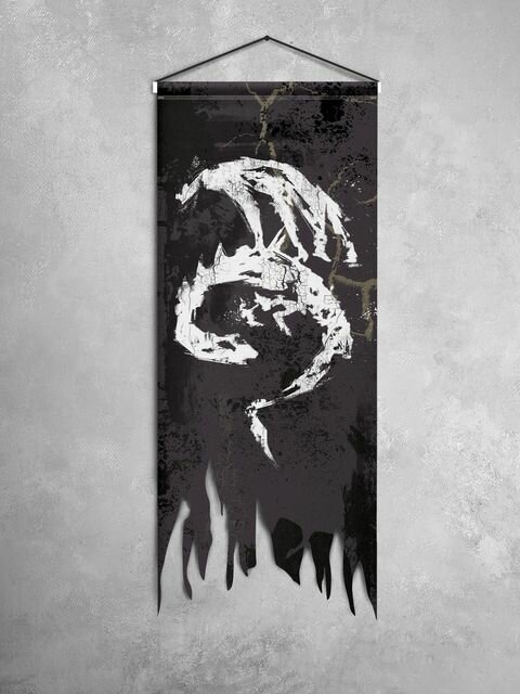 Флаг орков вертикальный с рваным краем, 50х120 см на шёлке для ручного древка