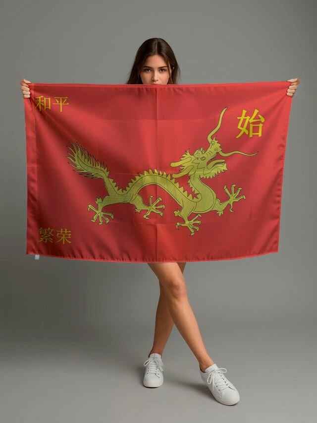 Флаг Императора Ши из Фоллаут Fallout 2, 70х105 см на сетке для флагштока