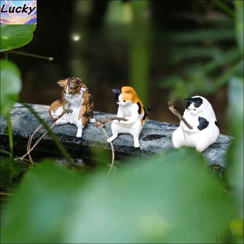 Lucky-Милая фигурка рыболовной удочки в форме кошки, рыбака, в виде , удилище, , украшение для , аксессуары интерьера