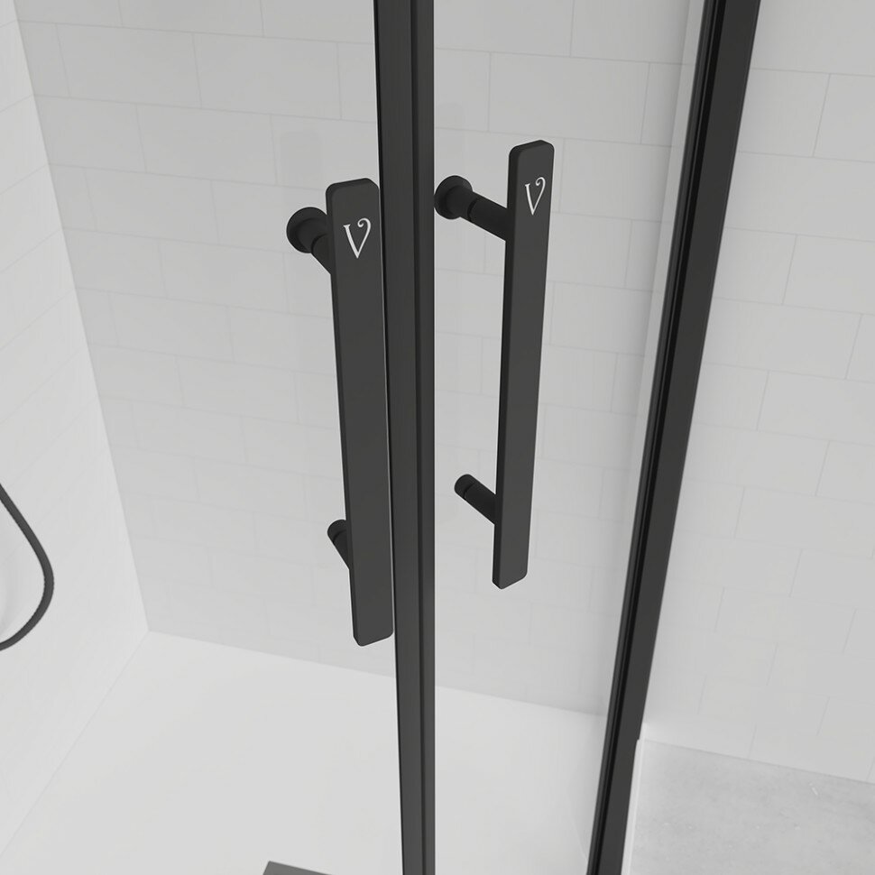 Душевой угол Veconi Evo 200 B, 800х800x1950, черный матовый, прозрачное стекло