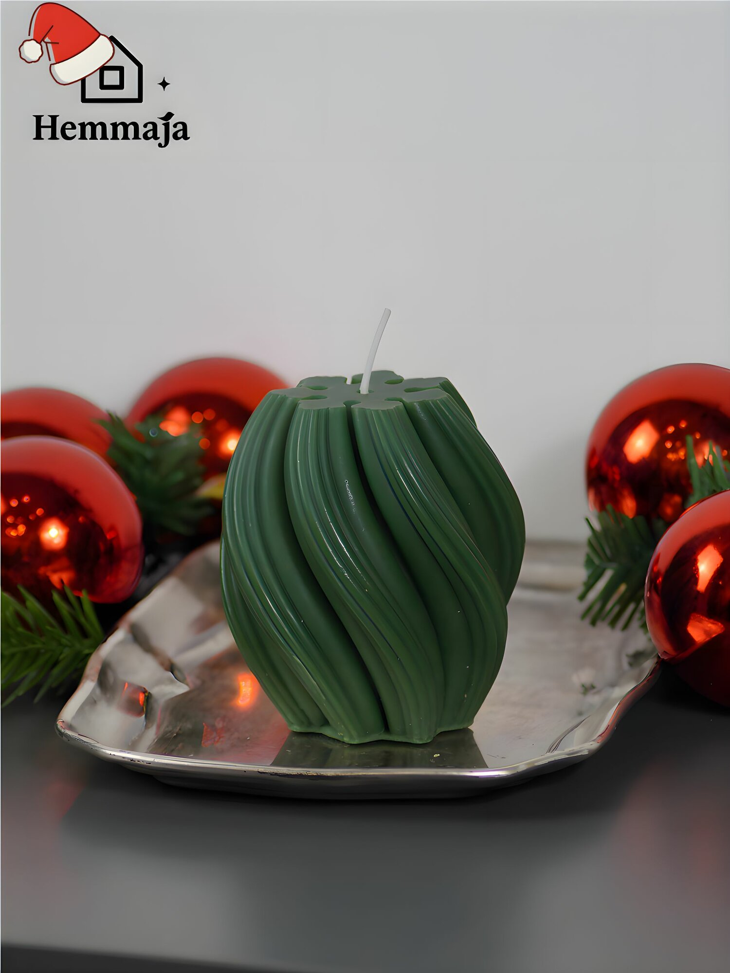 Свеча фигурная интерьерная ароматическая, соевый воск, 9 см, зеленая