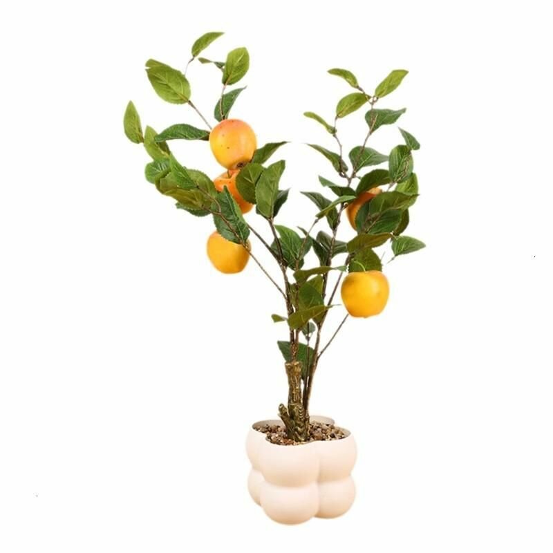 Имитация фруктового дерева в горшке -желтая и красная яблоня