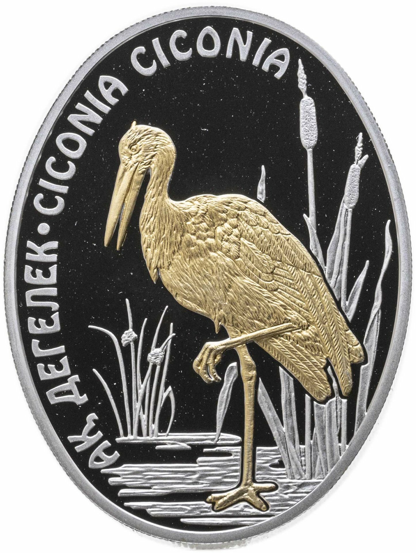 Казахстан 100 тенге 2012 "Фауна Казахстана - Белый аист", в футляре с сертификатом, Серебро 925, в сохранности Proof