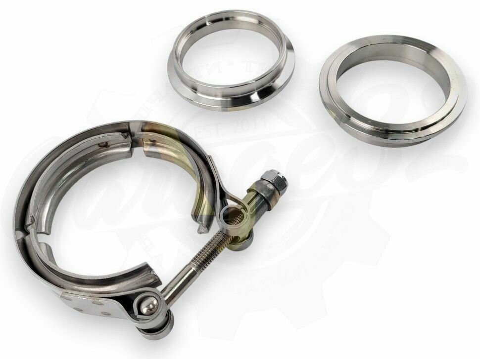 V-band хомут с фланцами 63мм с проточкой папа-мама сталь