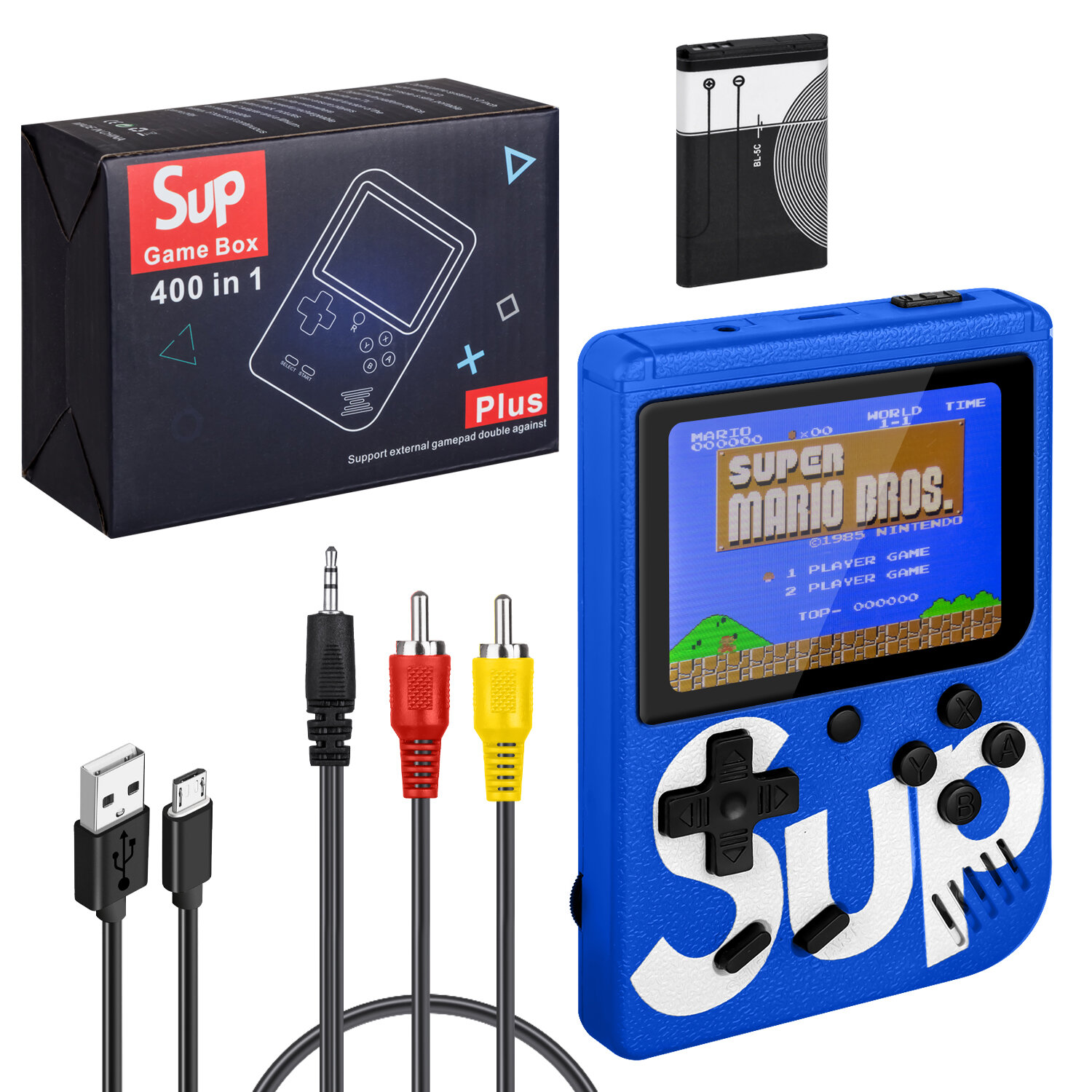 Геймпад Sup Game BOX Plus 400 игр, с подключением к телевизору, Синий