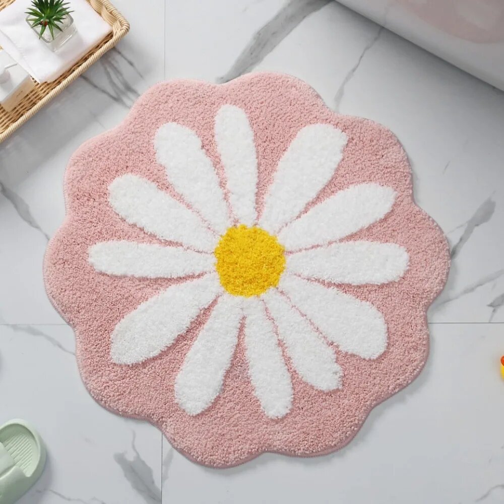 Флокированный коврик-цветок из полиэстера 40x40 см Розовый, Pink