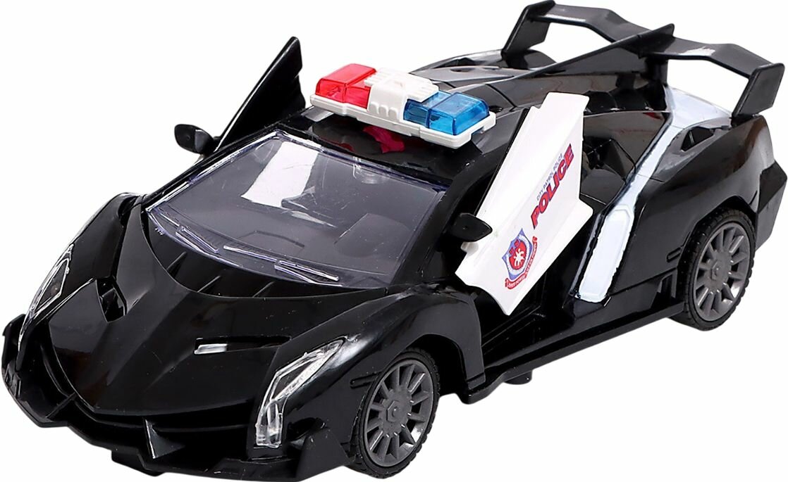 Машинка "Полиция" на дистанционном управлении, машина радиоуправляемая, детский игрушечный транспорт, работает от батареек, цвет черный
