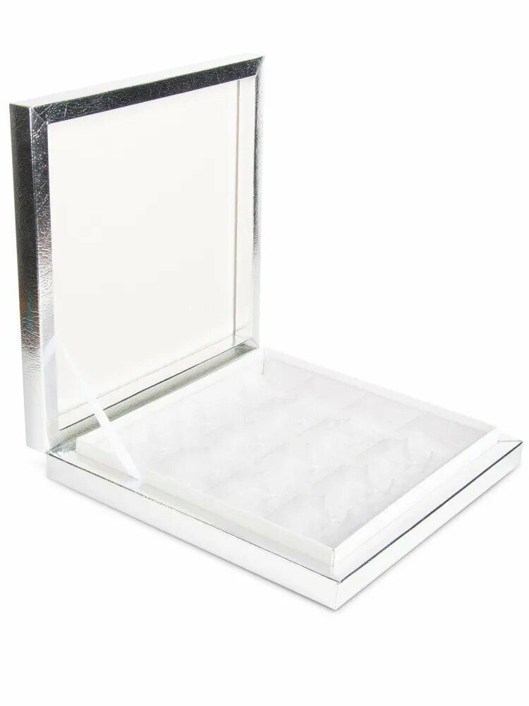 Коробка для шоколадных конфет 16 ячеек Подарочная коробка из картона с перегородками Цвета: белый, золотой, серебряный, чёрный