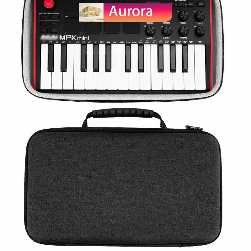 Чехол Akai MPK Mini MK3, ультрапортативный USB MIDI-пэд с 25 клавишами и защитный чехол для контроллера клавиатуры (темно-серый)