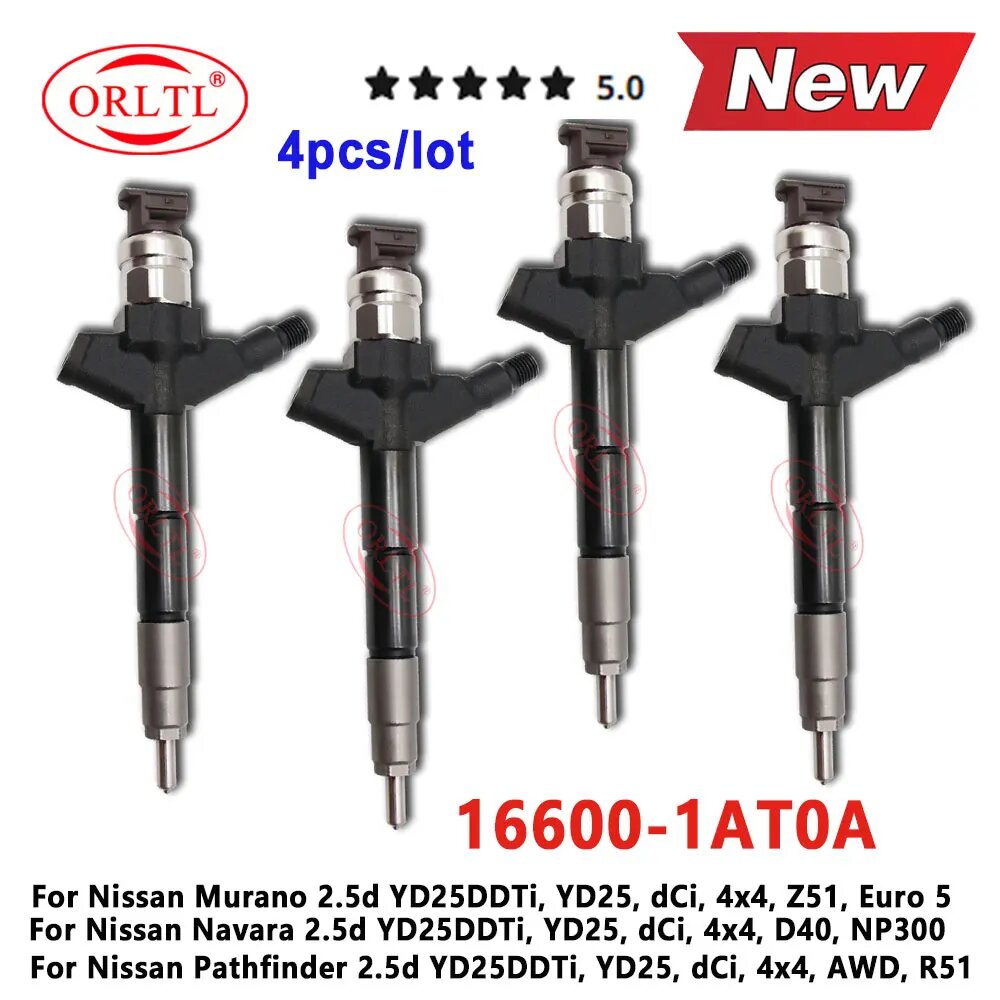Шт. 16600-1AT0A Новые дизельные форсунки 16600 1AT0A для Nissan Navara Murano Pathfinder 2.5d YD25 Z51 D40 AWD