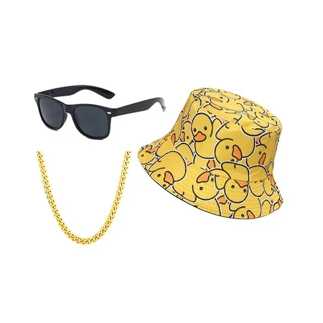 Ретро 80-е хиппи диско костюм 6 шт. Желтый, L, Hat Set C