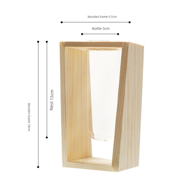 Натуральный деревянный стеклянный вазон для водного выращивания растений, декор для стола, включает щетку для чистки,