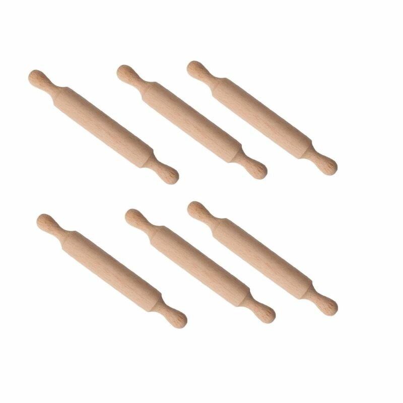 Упаковка из 6 штук, детская мини-скалка, деревянная скалка