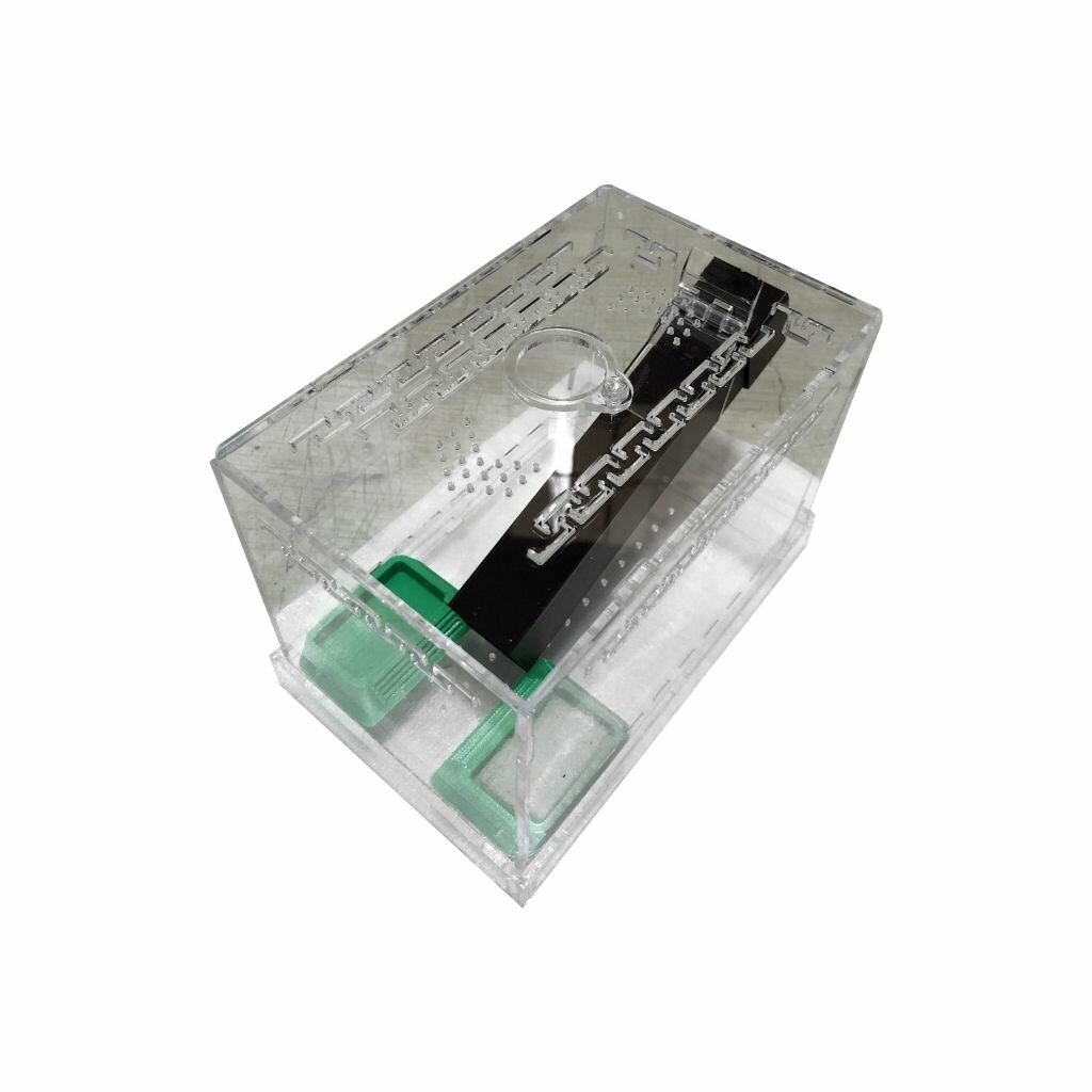 Акриловый контейнер для насекомых с кормушками и съемным дном