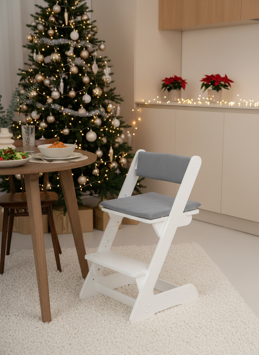 Растущий стул PAPPADO для детей и школьников, белый с серыми подушками