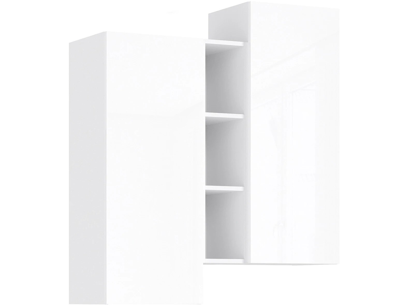 Шкаф подвесной комбинированный, в современном стиле, Белый/Белый глянец