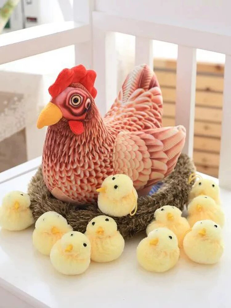 Милые реалистичные плюшевые игрушки: петух, курица и цыпленок, креативные мягкие игрушки, куклы-цыплята для свадебных