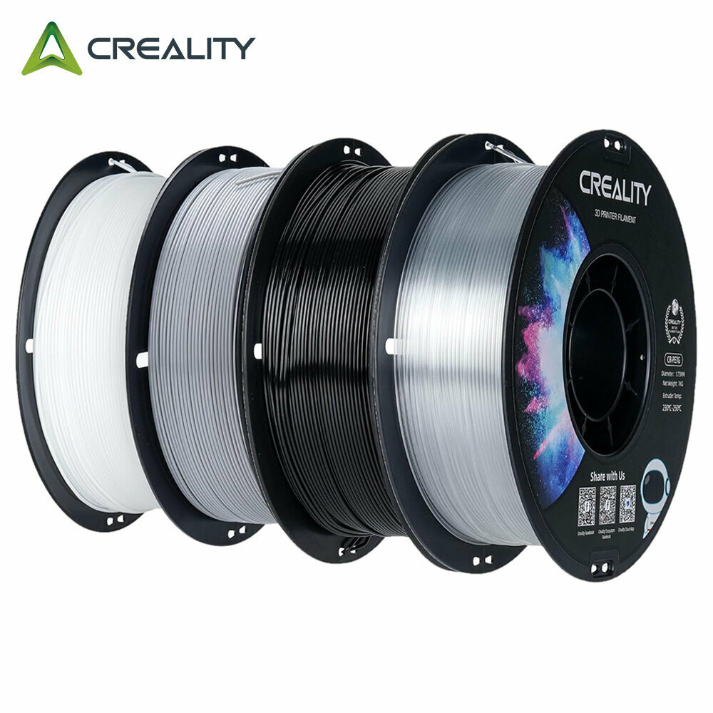 Катушка CR-PETG plastics пластика Creality 1.75 мм 1кг, Черный*1 Белый*1 серый*1 прозрачный*1
