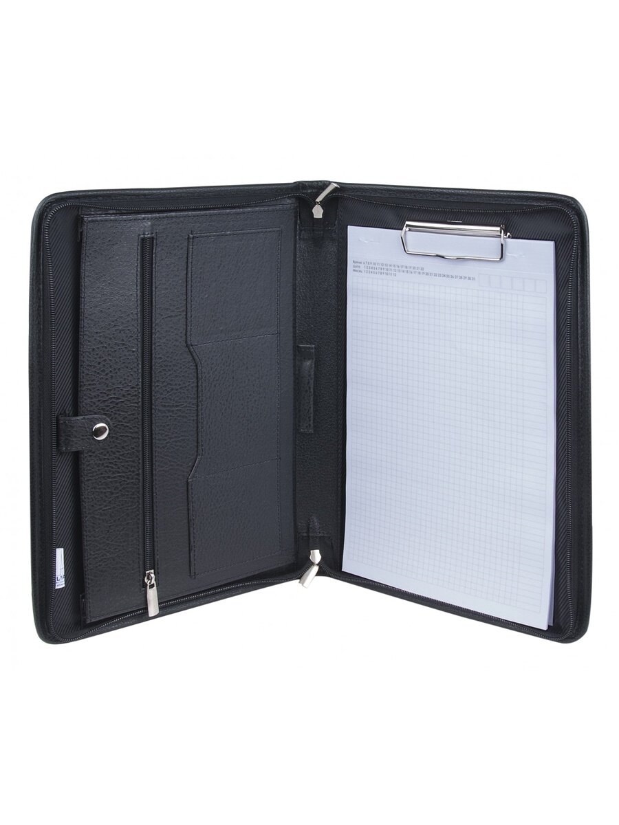 Папка кожаная для документов и деловых бумаг формат А4 распашная на молнии с прижимом Franchesco Mariscotti 8-139