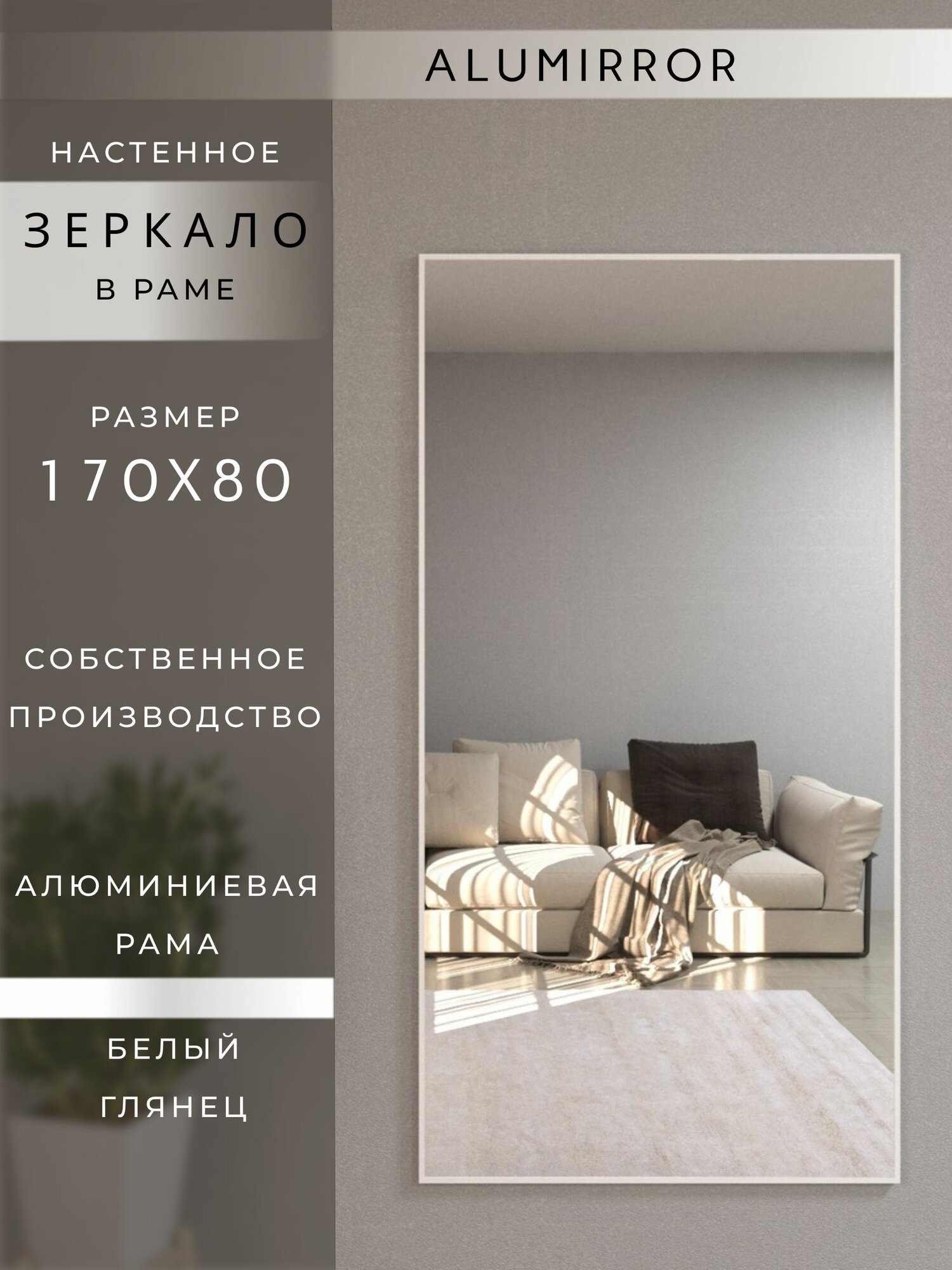 Интерьерное зеркало ALUMIRROR 80 x 170 см