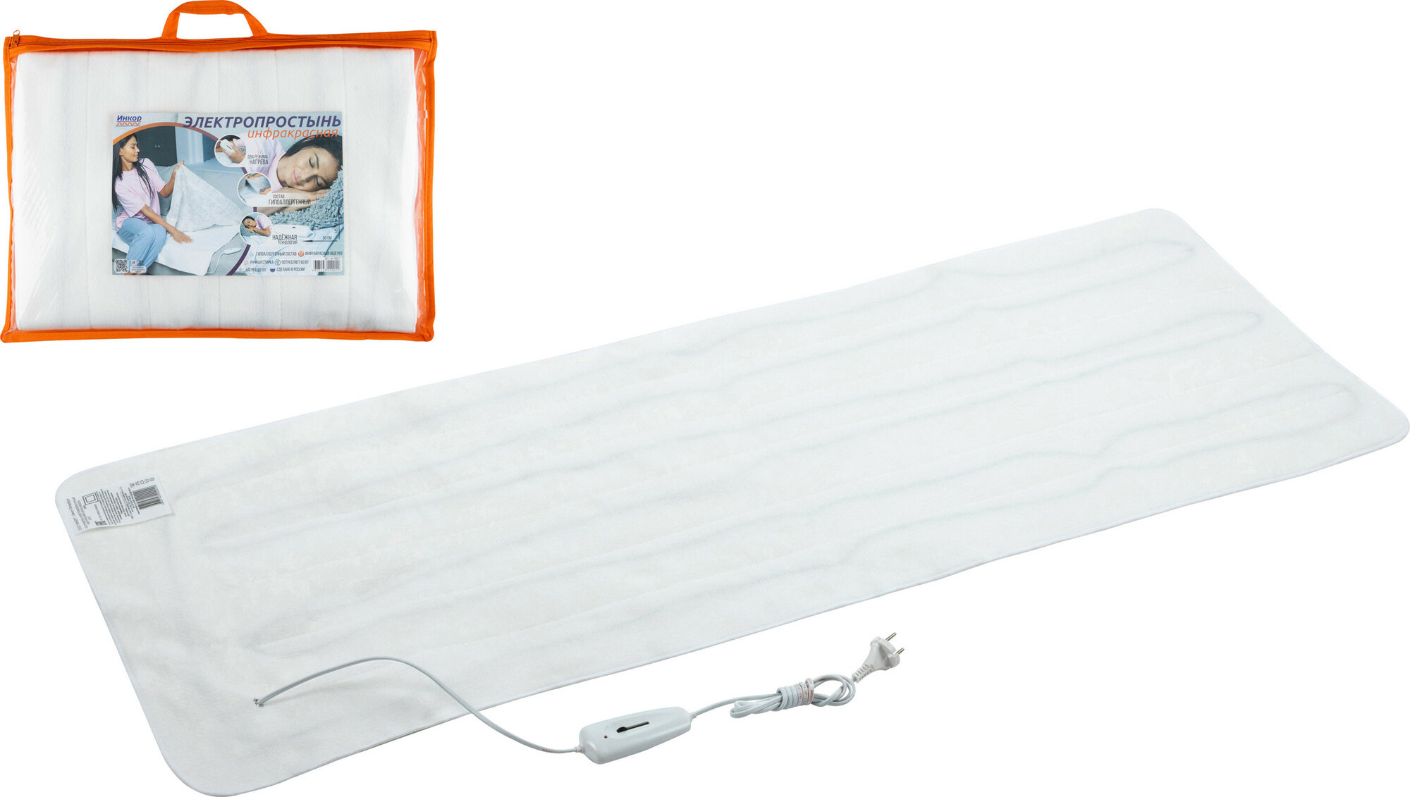 Электропростынь инкор "Стандарт", 145х50 см, 2 режима, белая