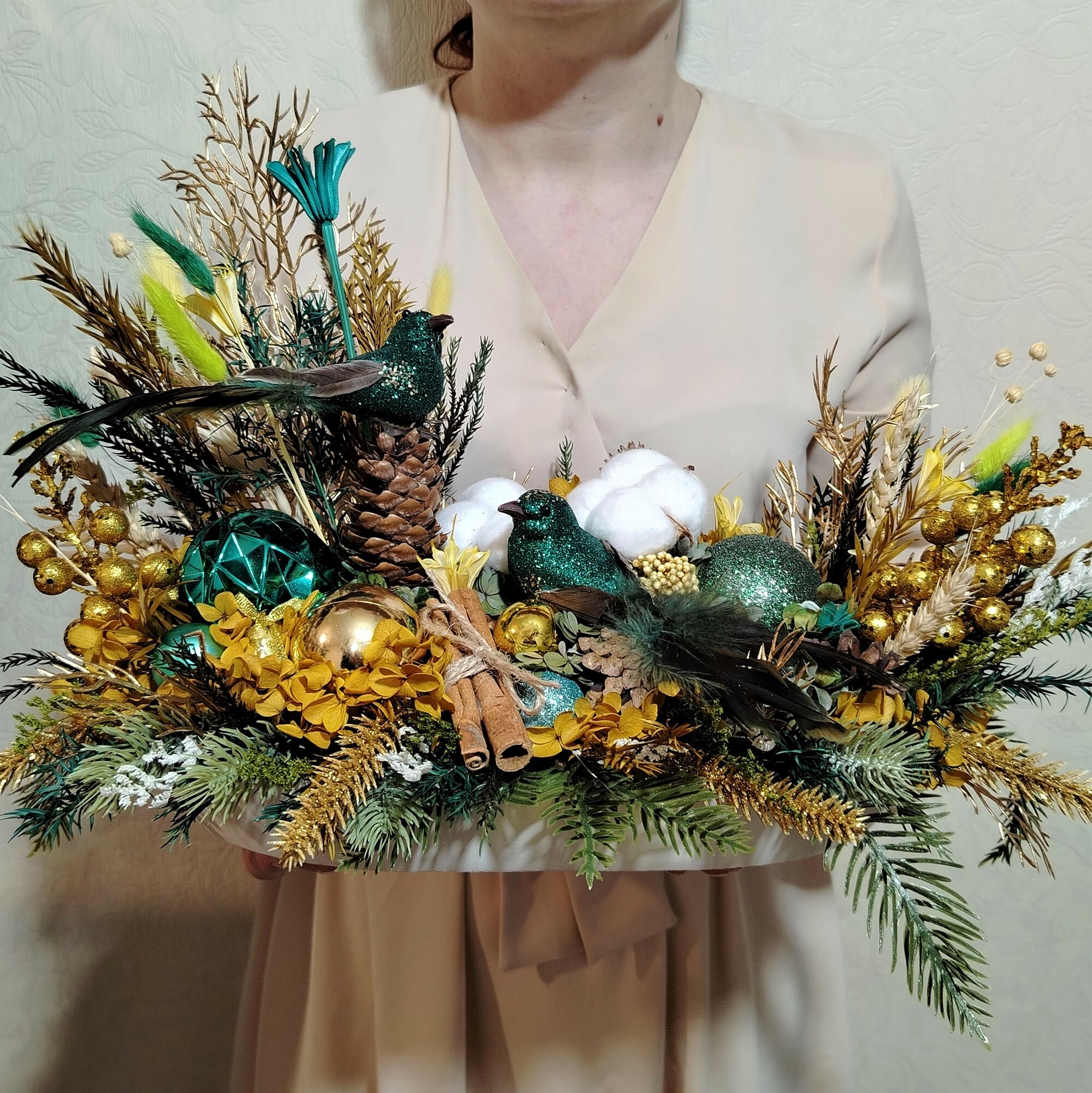 Композиция Floral Accord "Зеленые птички", гипс, в подарочной упаковке