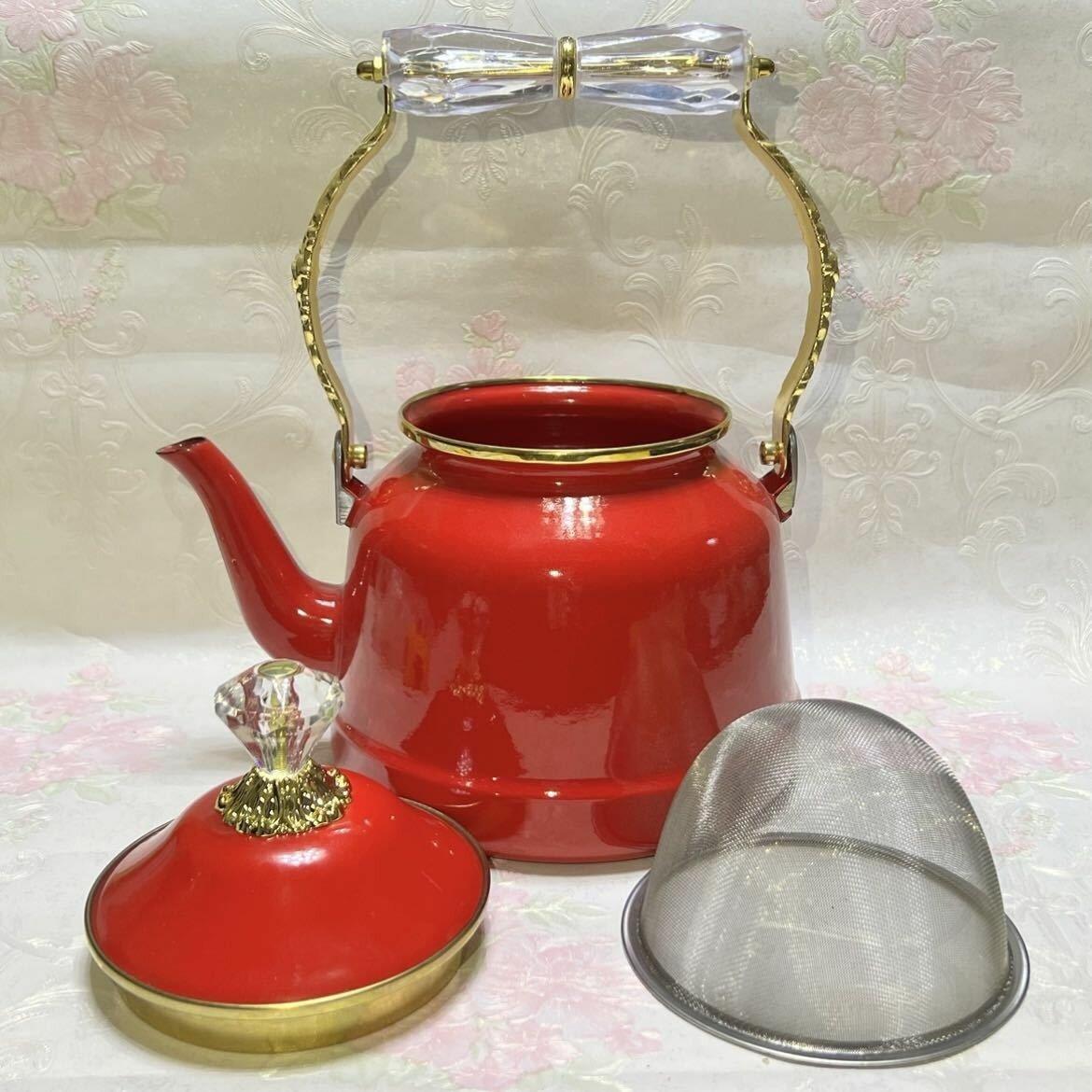 Эмалированный турецкий чайник 2.6 л универсальный для газовой, электрической и индукционной плиты, стильный кухонный аксессуар