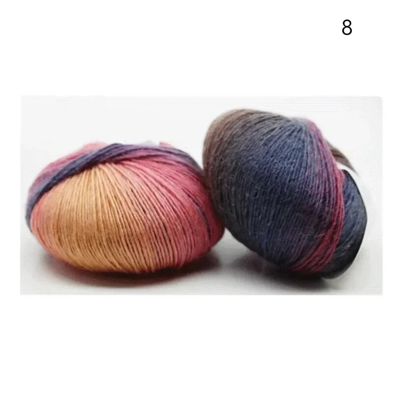 Пряжа шерстяная радужная, фиолетовый, 50г, Color: 8