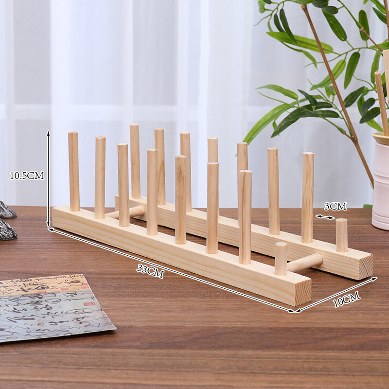 Деревянная многоярусная стойка для посуды с натуральным цветом и 7-ярусной конструкцией для кухни и ванной