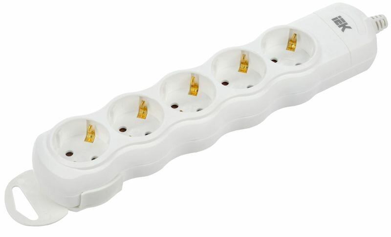 Колодка удлинителя IEK с заземлением, 5 мест, РПр05