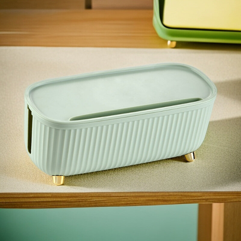 Ящик для хранения проводов Лайт Люкс, ящик для концентратора розеток и шнуров на офисном столе, ящик для управления пластиковыми кабелями данных новый (зеленый паста фасоли, уширение и повышение: 34,9x15x13,6 см)