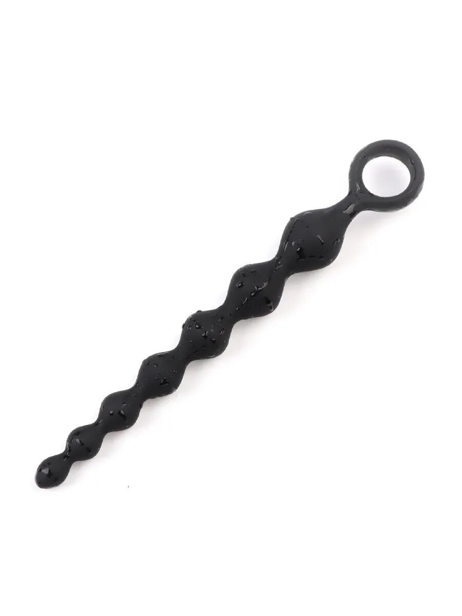 Мягкие анальные бусы, силикон, 6 шариков, с сердечками