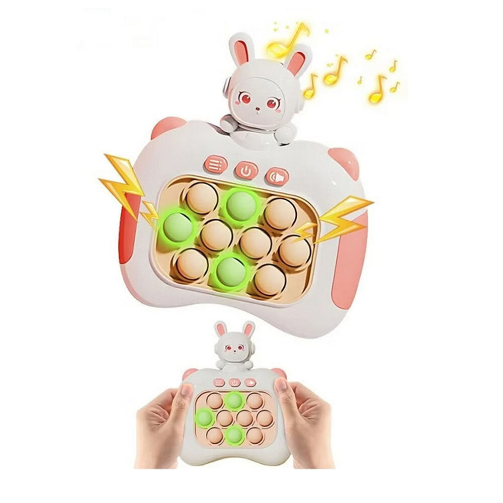 2023 Puzzle Pop Light Up Game - Игрушка для детей 8-12 лет, для девочек 4-9 лет, режимы игры, улучшение координации рук и глаз, размер кролик 14.8x12.5см, размер фиолетовый/небесно-голубой 12.5x10см, 1 шт, силикон, батарейки 3 АА (не входят)