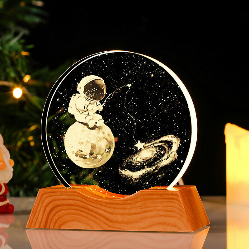Ночной светильник "Звездное небо", светящийся орнамент, лампа астронавта и планеты, 3D резной кристаллический ремесленный новый настольный светильник для кросс-бордерной торговли