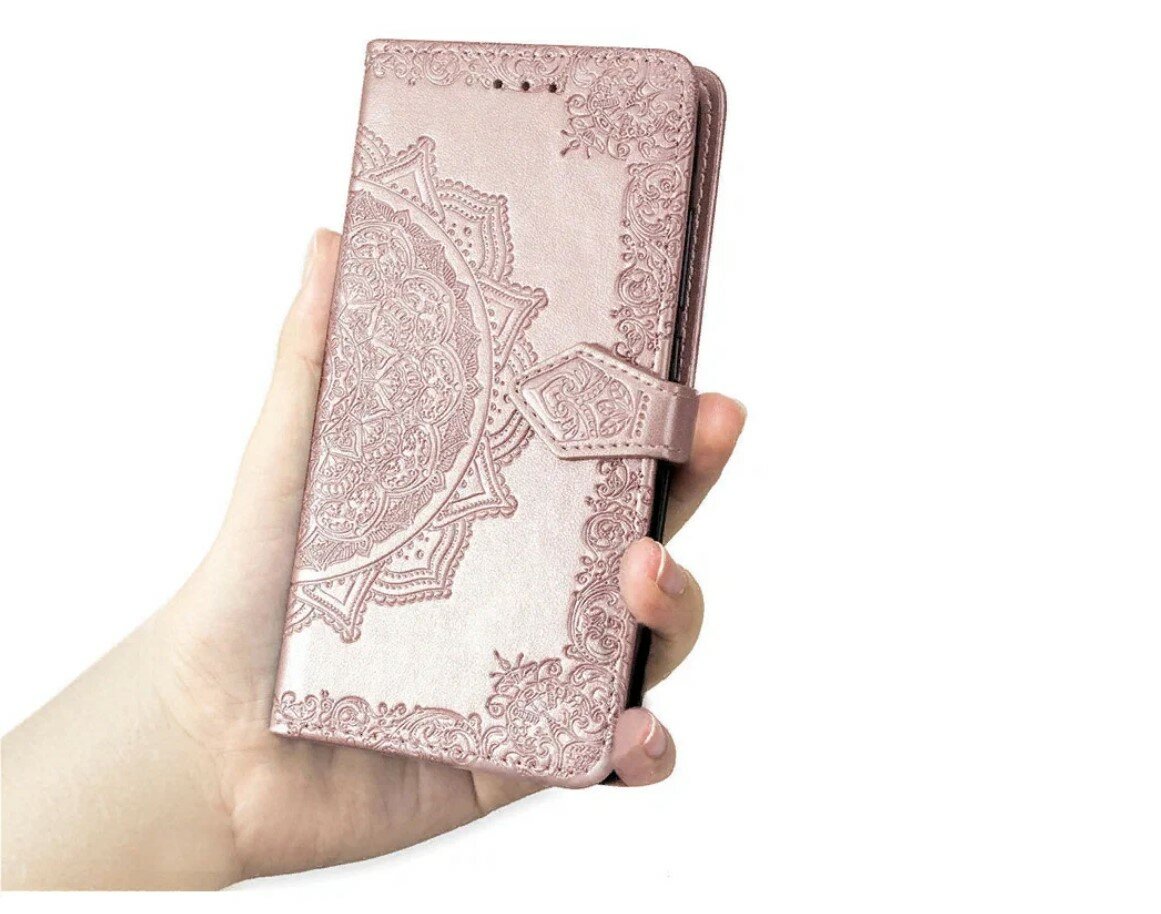 Чехол-книжка MyPads для Xiaomi Redmi 7A розовый с красивыми загадочными узорами женский детский прикольный необычный