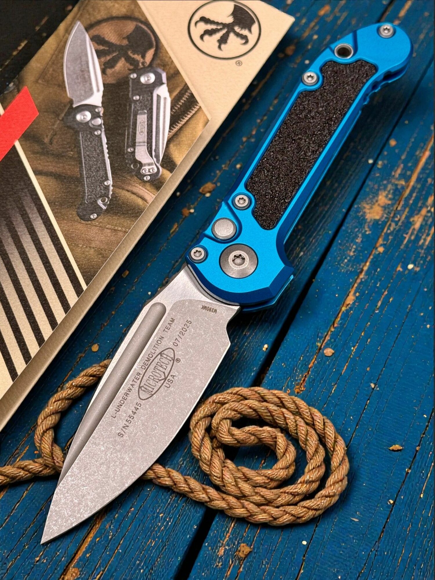 Нож складной MicroTech MCT113510APBL LUDT Gen III, Apocalyptic Blade, Blue Handle