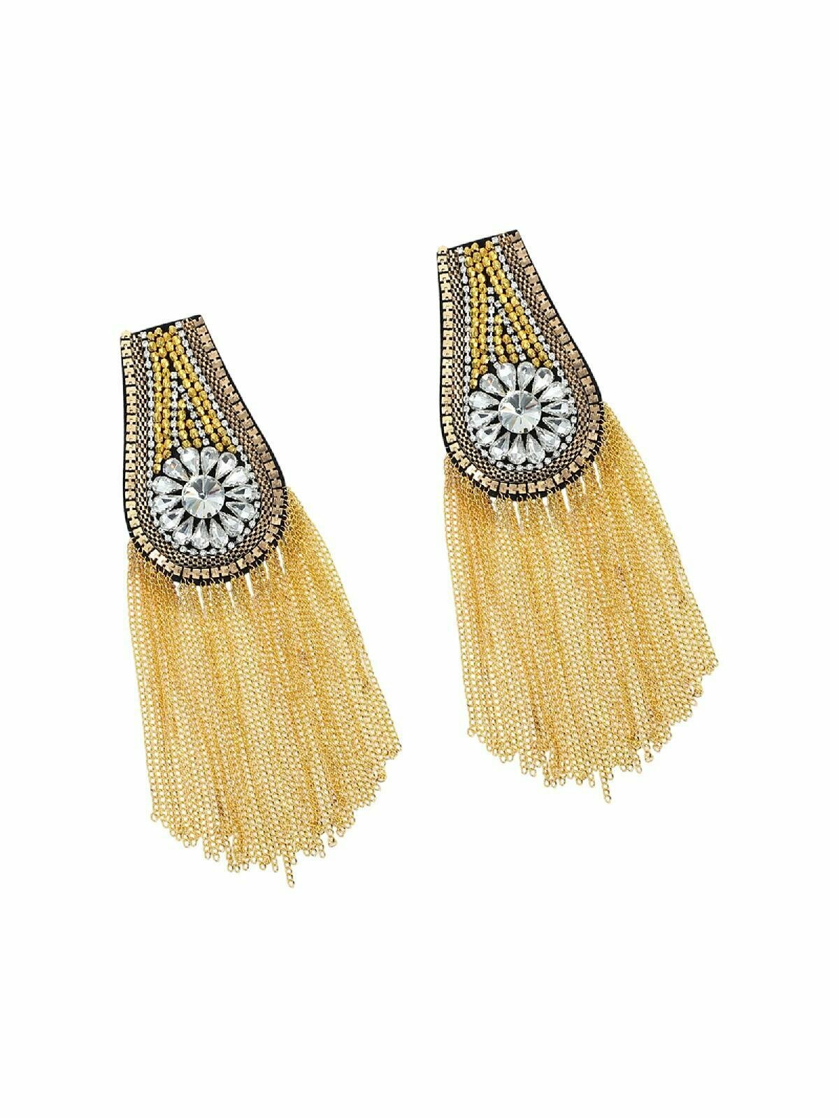 Накладные плечевые нашивки со стразами для одежды, Золото