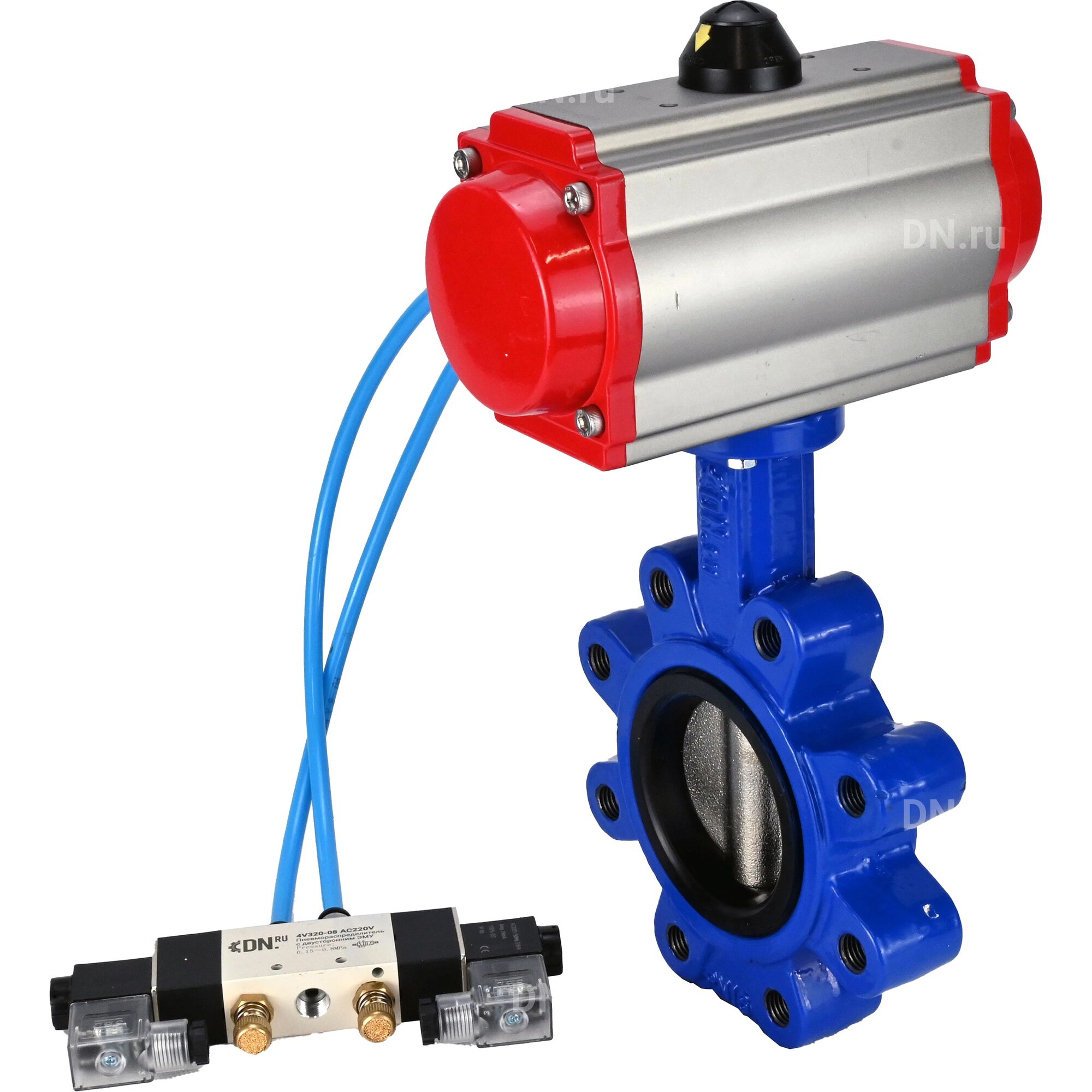 Затвор DN.ru QT450-QT450-EPDM-2W-Fb-H Ду100 Ру16, с пн. прив. SA-130 и пн. распред. PND1-T10-220VAC