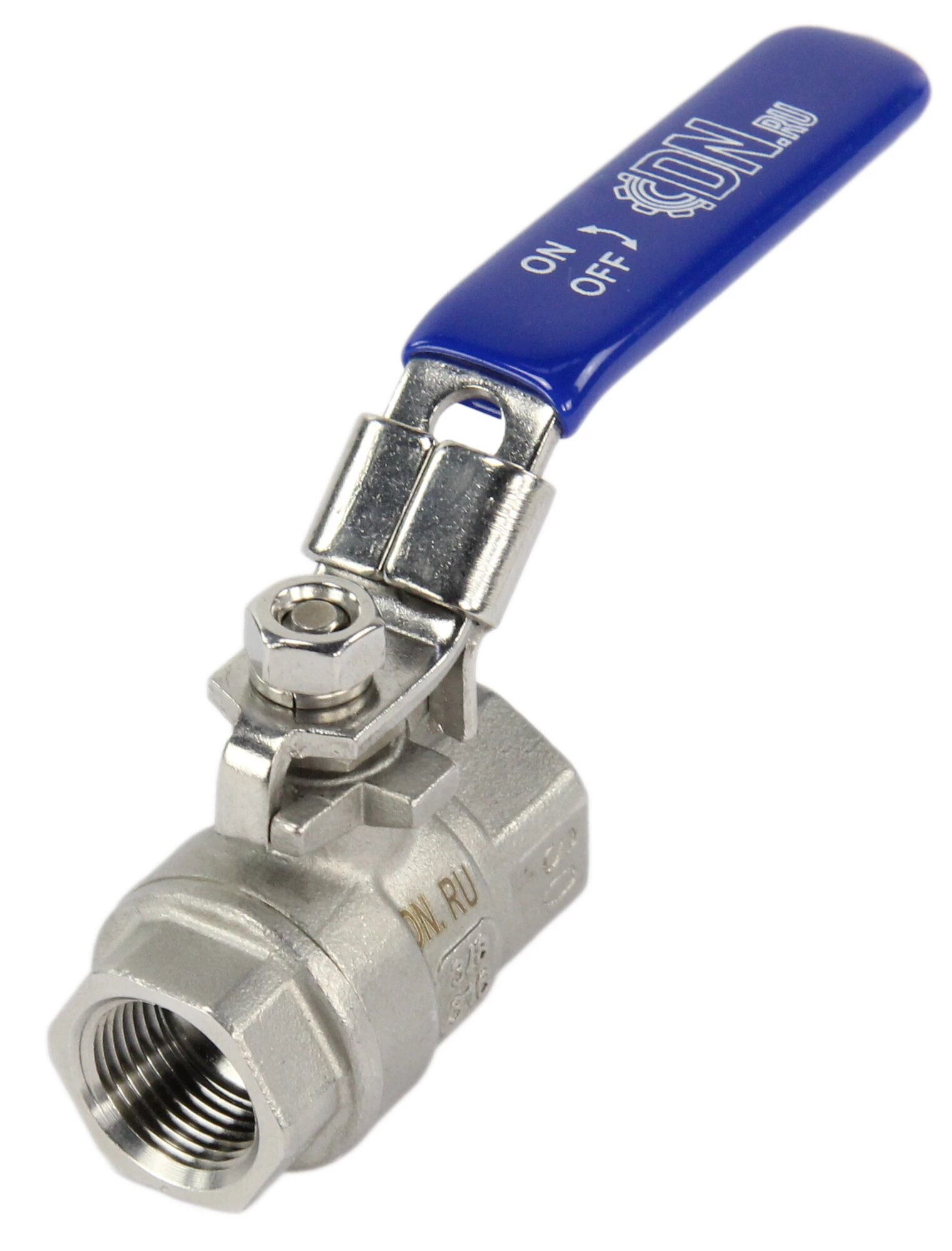 Кран шаровой DN.ru кшмп.316.230 3/8ʺ Ду10 Ру63 полнопроходной двухходовой, нержавеющая сталь SS316, внутренняя резьба, уплотнение - PTFE, ручка-рычаг