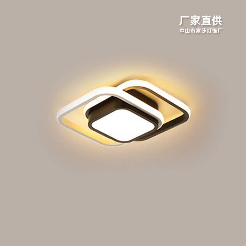 Люстра для потолка подъездной залыNordic modern minimalist коридор входная гардеробная лестница балкон спальня алюминий квадрат (белый+черный) 110V двухцветная