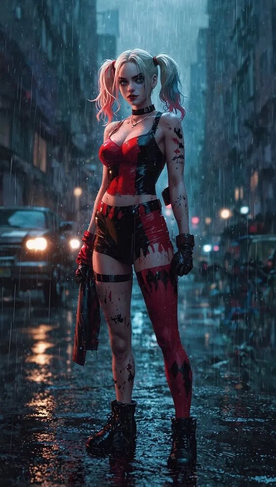 Алмазная Мозаика "Харли Квинн В Красно-черном" 40X50 См Алмазная Вышивка / Картина Стразами Подарков / Украшения