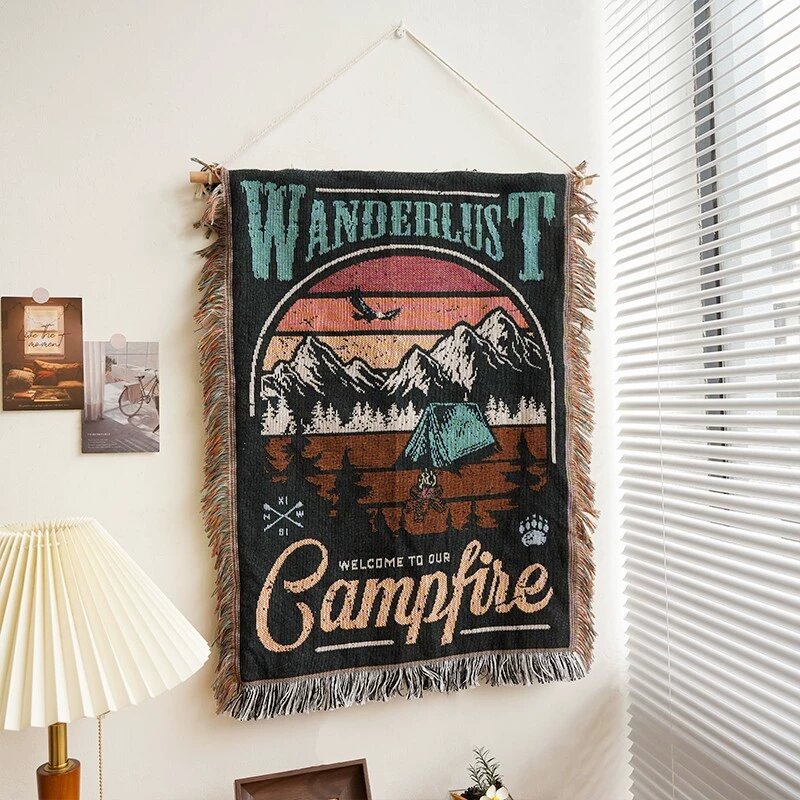 Настенный гобелен в американском стиле для декора в стиле кемпинга, украшение стен комнаты, настенное полотно, фоновое