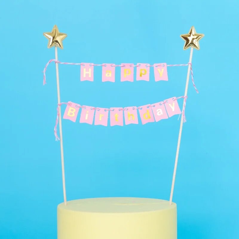 Флажок "С Днем Рождения" для торта KUKUZHU темный хаки