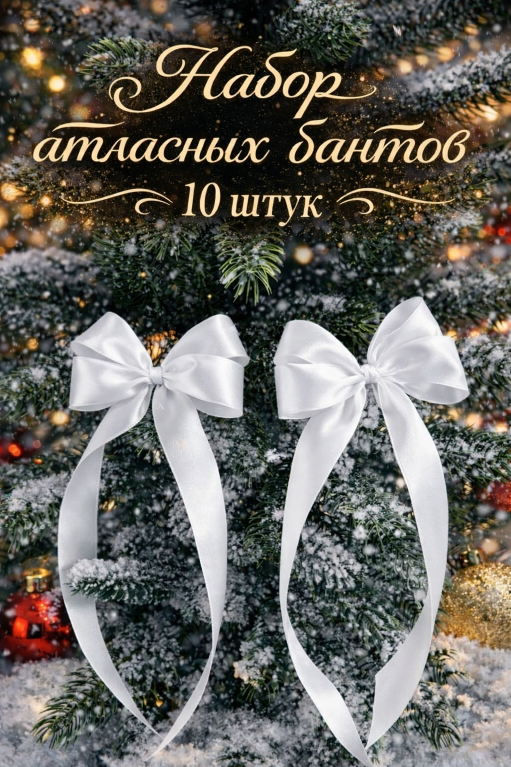 Бантики для елки - 10 шт./бантики для декора/бантики для бабл шара/бантики для декора/новогодние украшения/атласные