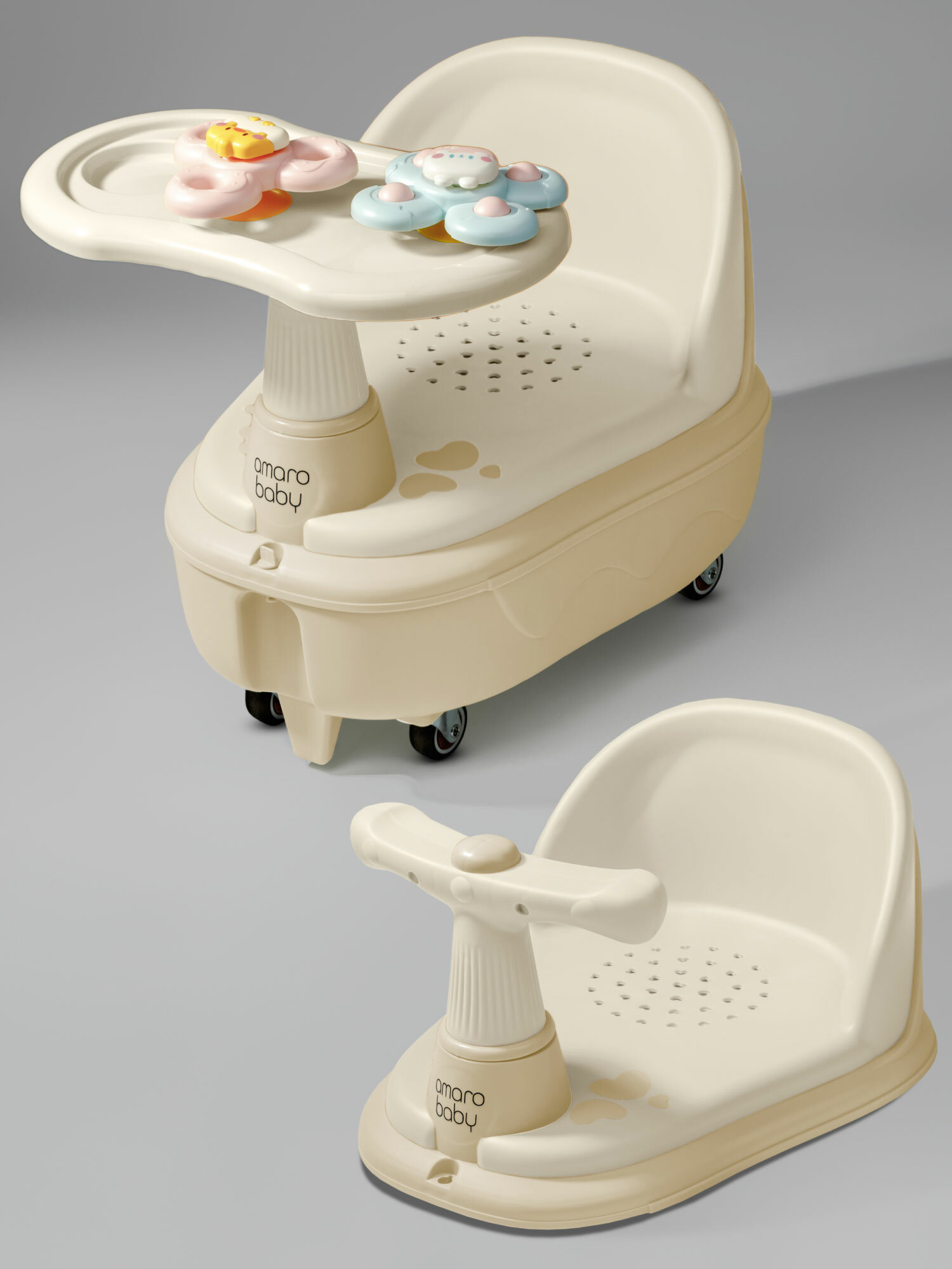 Толокар 2в1 с сиденьем для купания Amarobaby Swimmy бежевый