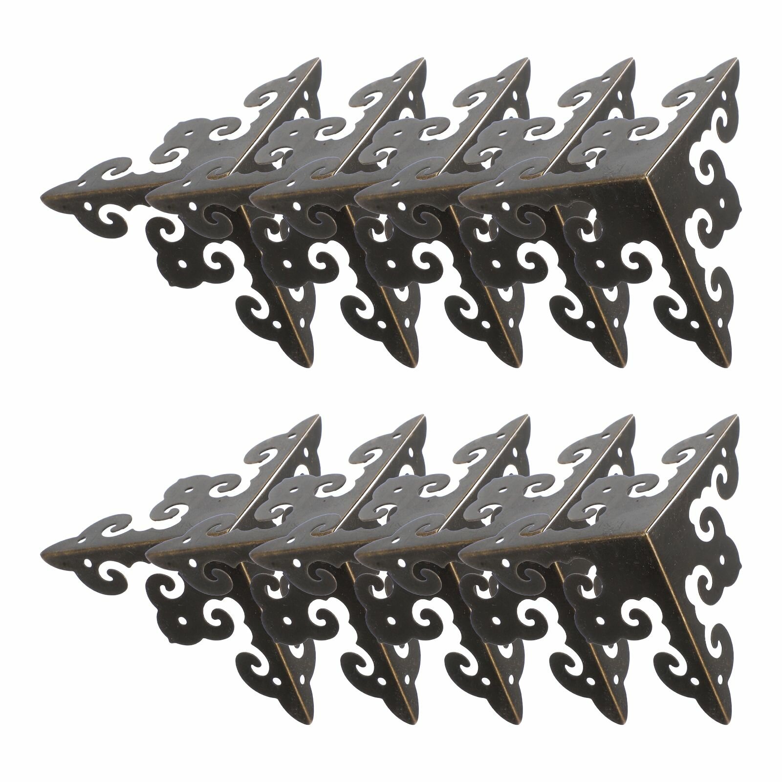 Металлические уголки для мебели винтажные — защитные железные уголки 5×5×5 см, 10 шт, тёмно-зелёные для коробок