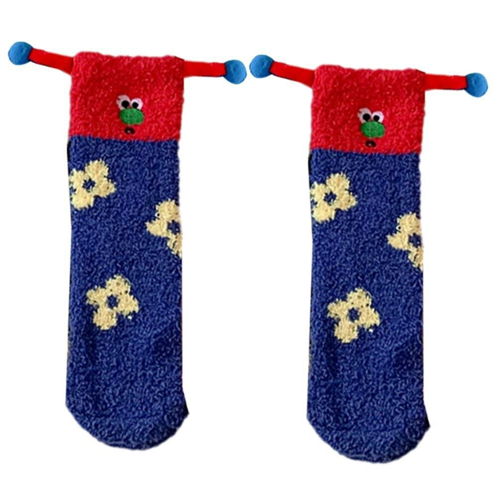 Женские пушистые носки до середины икры из мультяшного кораллового флиса