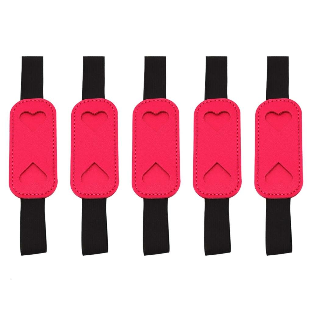 Кожаный пенал для блокнотов с резинкой, 5 шт, Розово-красный