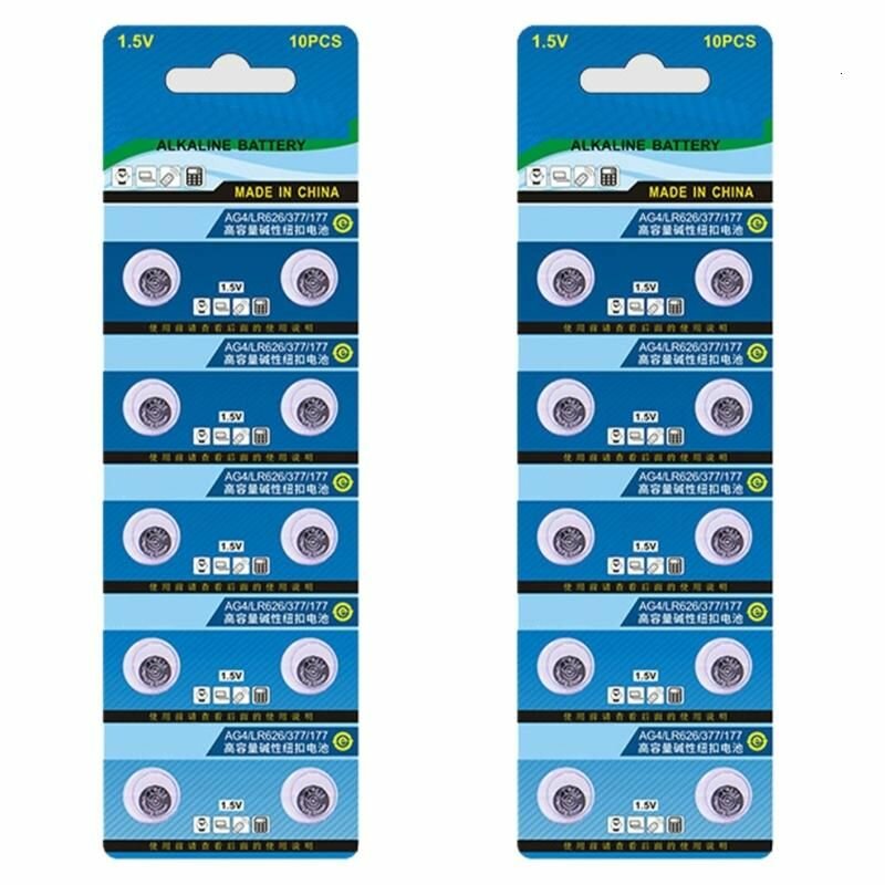 Батарейки AG4/LR626 1.5В для часов и калькуляторов, 20 капсул